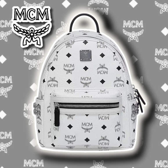 MCM | Bags | Mcm Whiteblack Stark Side Silver Metallic Studs Backpack ...